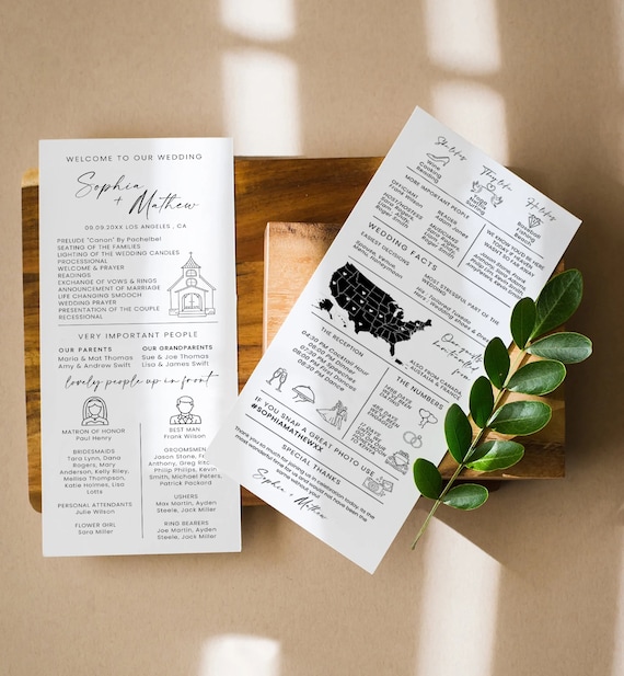 Infographic Wedding Program Template Fun Wedding Programs - Etsy