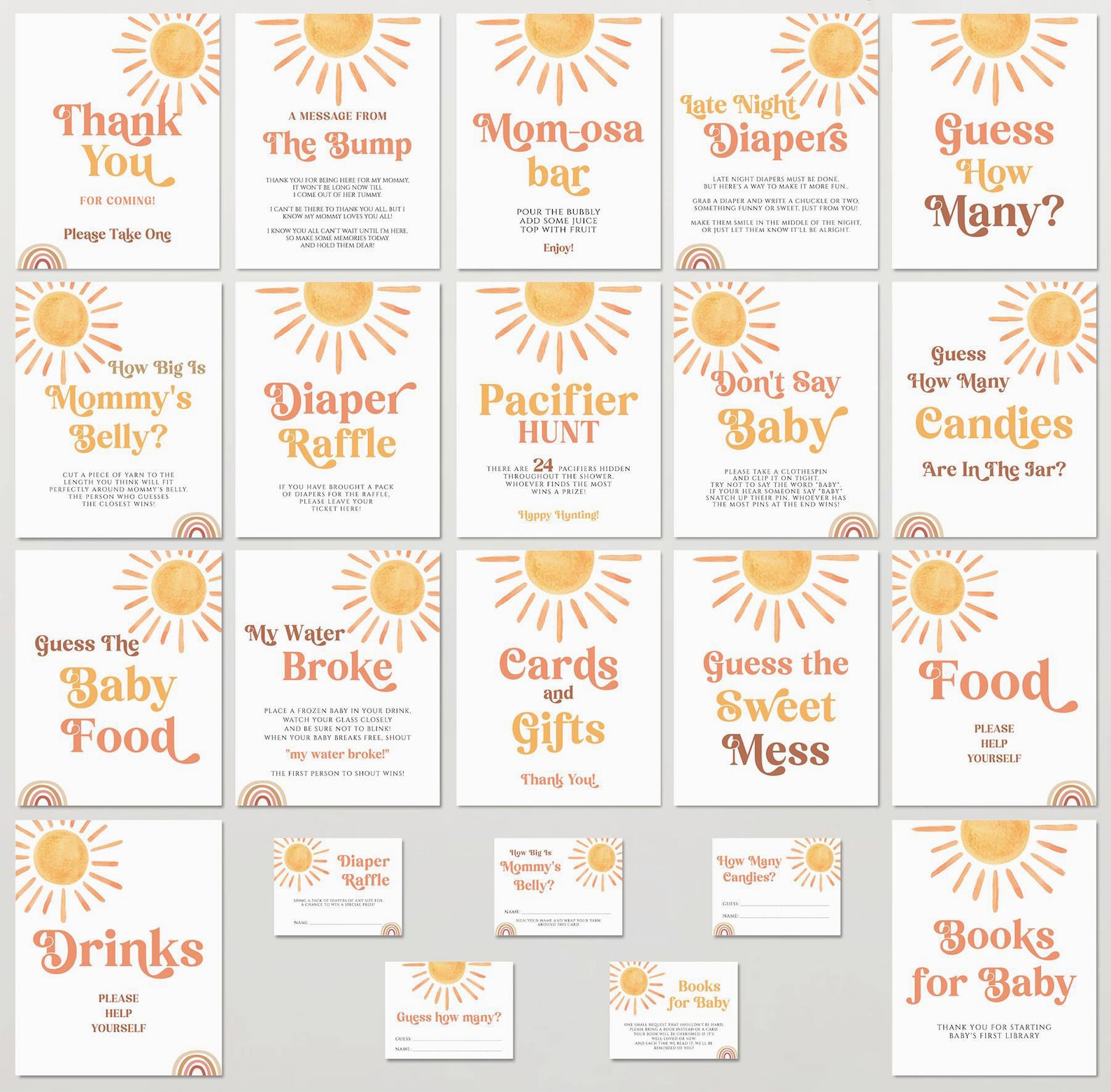 Editable Sun Baby Shower Games Bundle, Here Comes the Sun Baby Shower ...