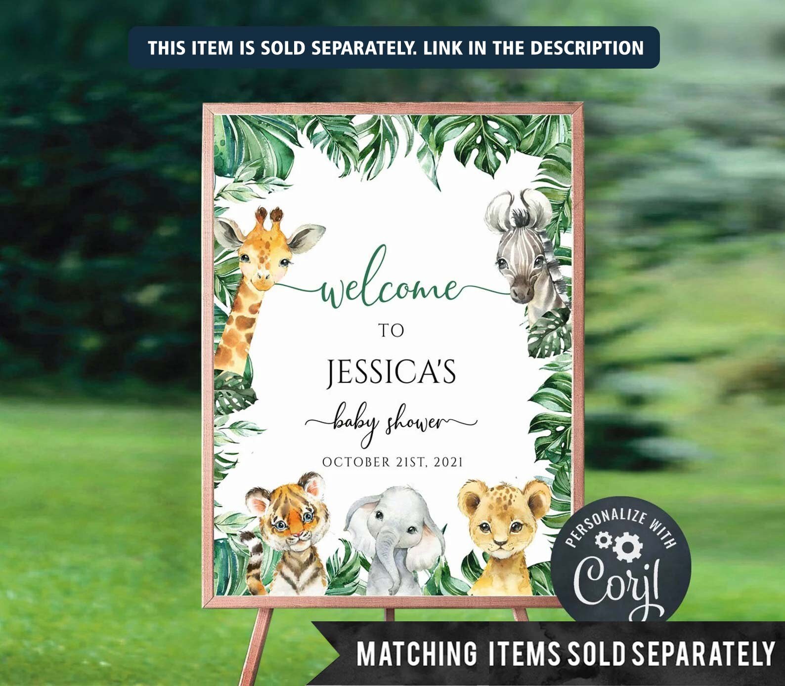 Safari Baby Shower Welcome Sign Jungle Welcome Sign Baby - Etsy