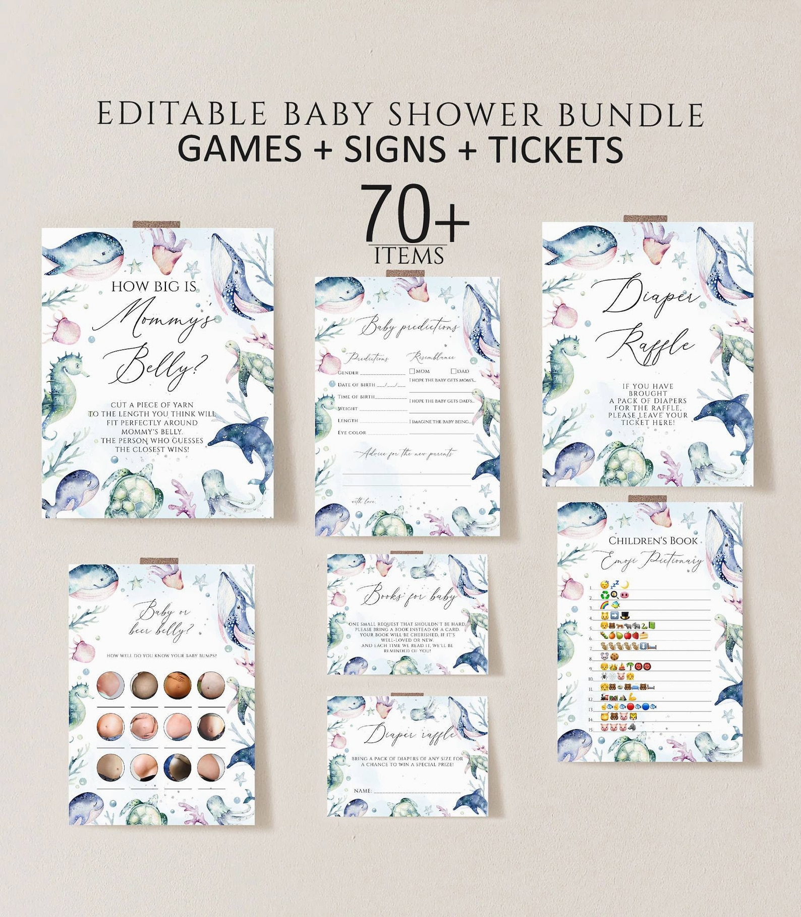 Under the Sea Baby Shower Games Bundle Ocean Baby Shower Game - Etsy ...