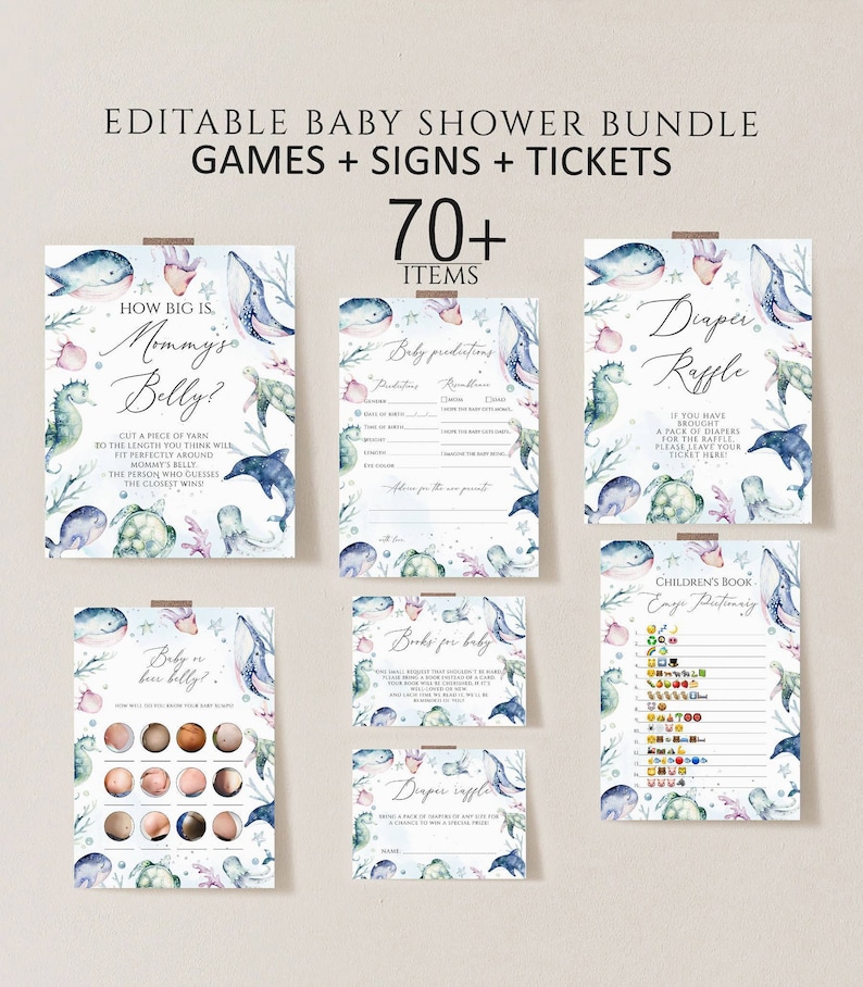 Under the Sea Baby Shower Games Bundle, Ocean Baby Shower Game Pack ...
