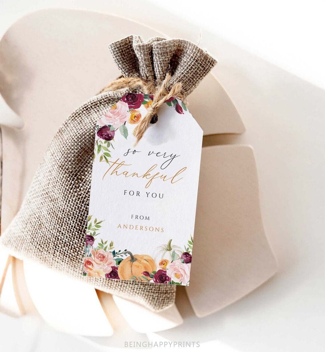 Fall Thankful Gift Tag, Printable Thankful Tag, Thanksgiving Tag ...