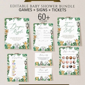 Safari Baby Shower Bingo Cards, Printable Baby Shower Games, Blank ...