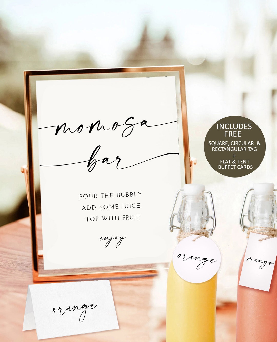 Momosa Bar Sign Download, Printable Mimosa Sign, Mimosa Juice Label ...