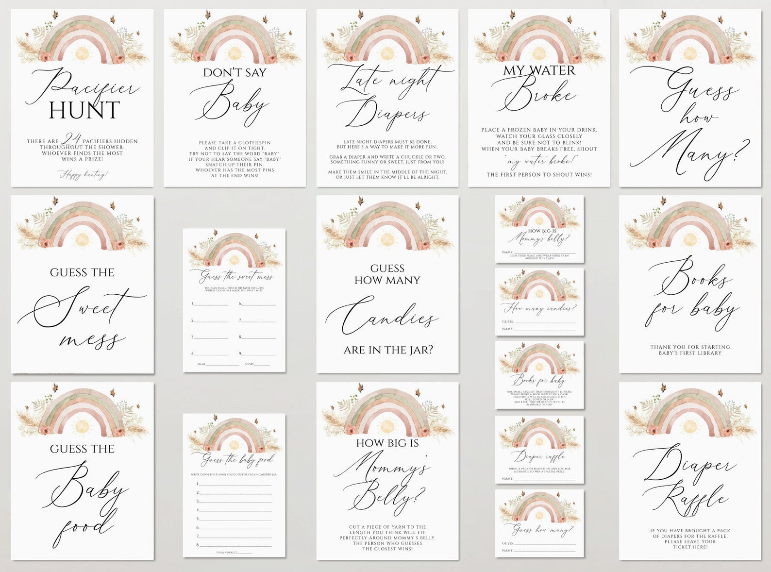 Boho Baby Shower Games Printable Editable Baby Shower Games - Etsy
