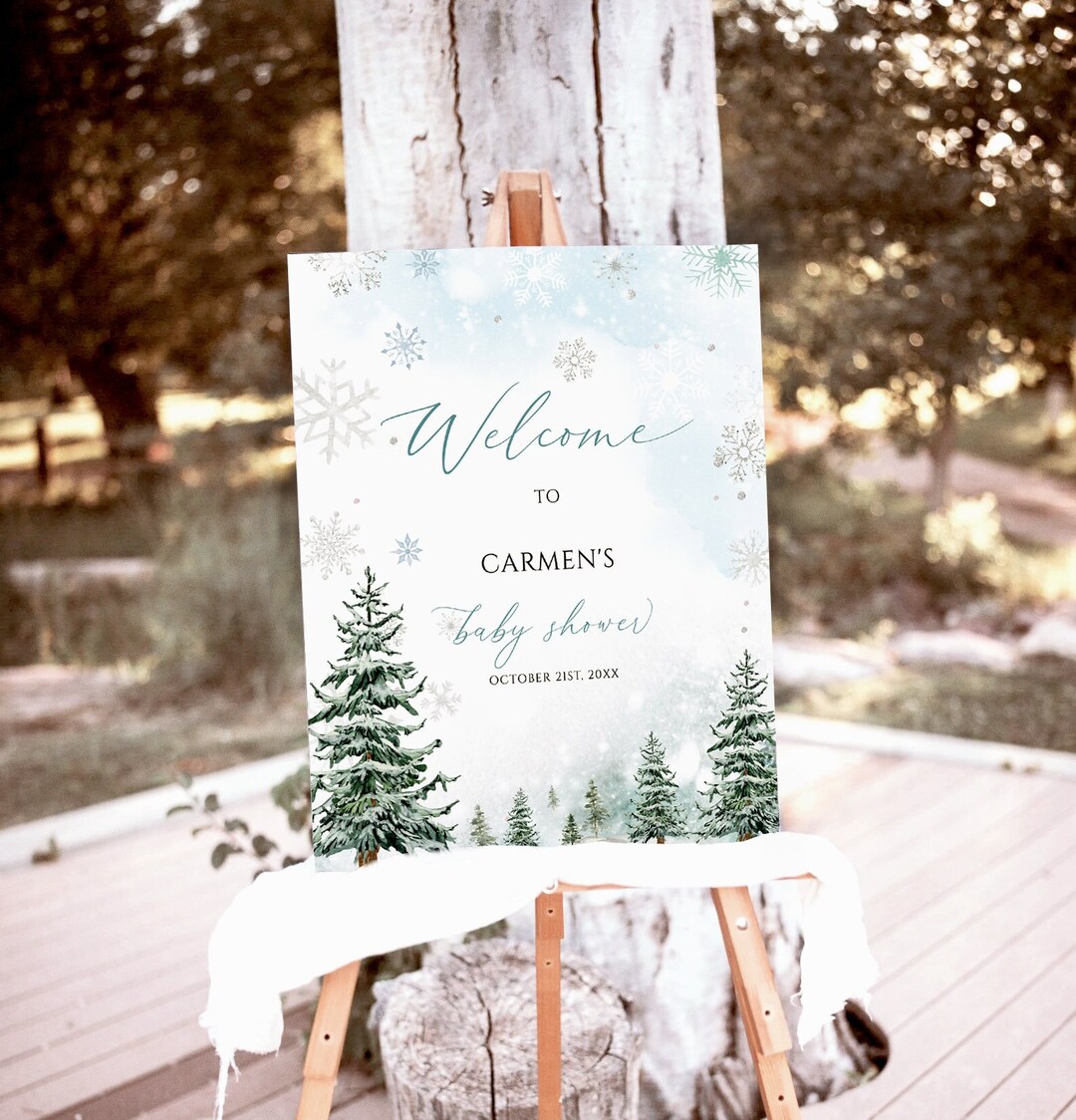 Winter Baby Shower Sign, Welcome Sign Baby Shower, Winter Wonderland ...
