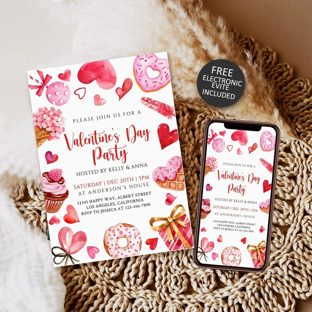 Valentines Day Invitation, Valentine's Day Party Invite, Valentines ...