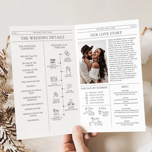 Editable Folded Newspaper Wedding Program Template, Printable Wedding ...