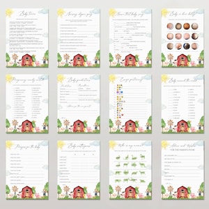 Farm Baby Shower Games, Barnyard Baby Shower Game Pack, Farm Animals ...