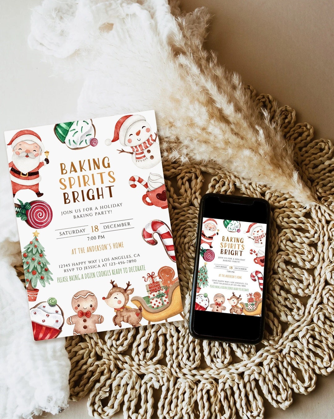 Baking Spirits Bright Invitation, Baking Spirits Bright, Cookie ...