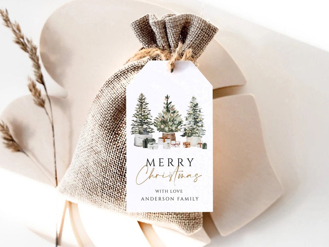 Merry Christmas Gift Tag Printable, Printable Christmas Tree Gift Tag ...