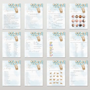 Teddy Bear Baby Shower Games, Boy Baby Shower Games Bundle, Blue ...