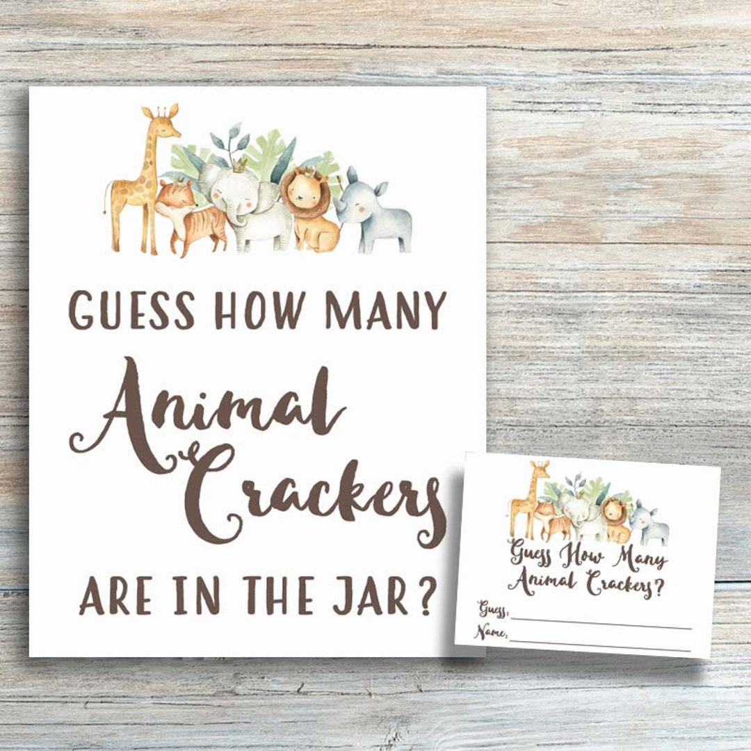 Safari Baby Shower Guess How Many Animal Crackers Game Safari Animals ...