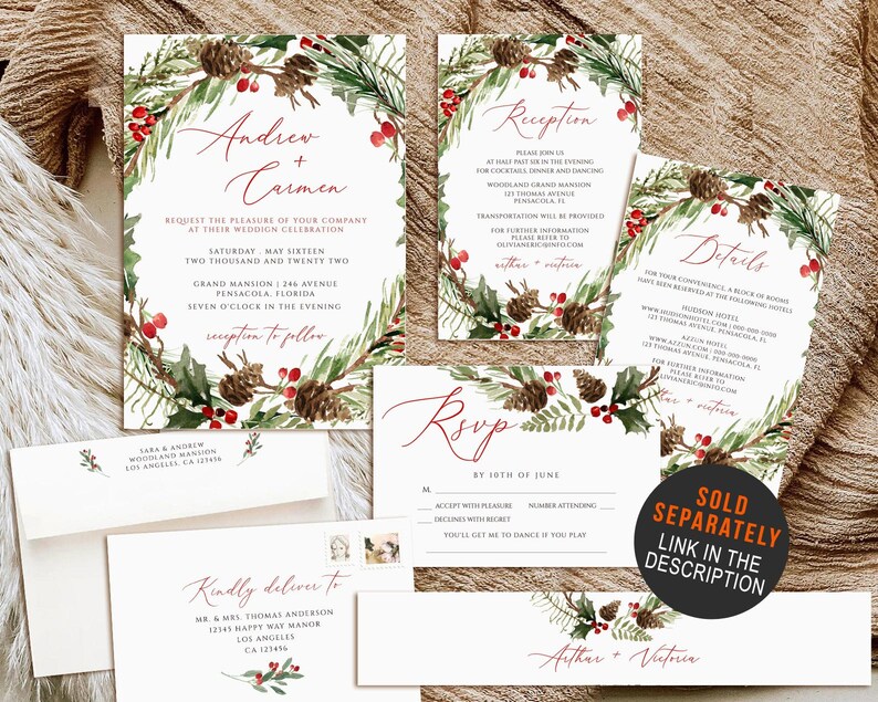 Christmas Menu Card, Holiday Menu Template, Instant Download, Printable ...
