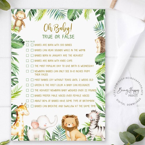 True or False Baby Shower Game Printable Game Baby Shower - Etsy