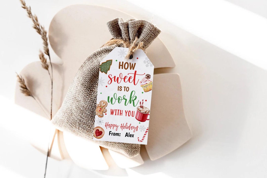 Christmas Coworker Gift Tags How Sweet It is to Work With You Holiday ...