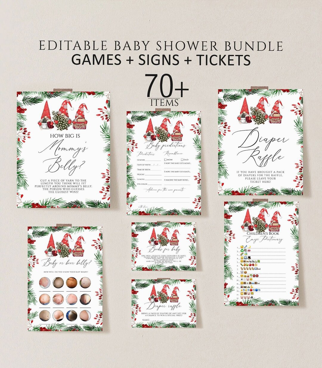 Christmas Baby Shower Games Bundle, Winter Baby Shower Games Bundle ...