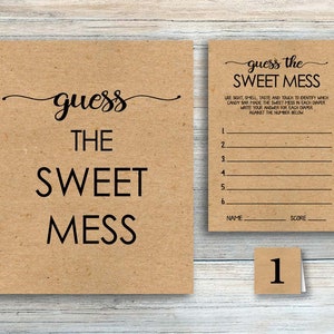 Guess the Sweet Mess Baby Shower Games Printable Baby Shower Game Dirty ...