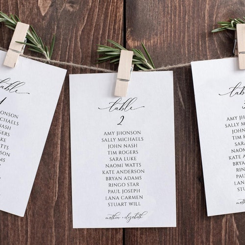 Table Seating Cards - Etsy