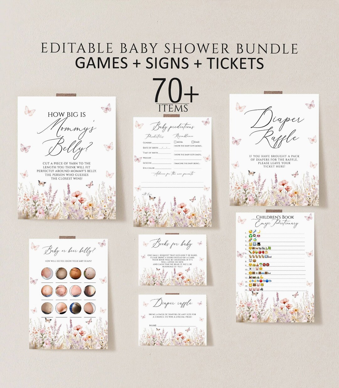 Butterfly Baby Shower Games Bundle, Butterfly Games Printable, Girl ...