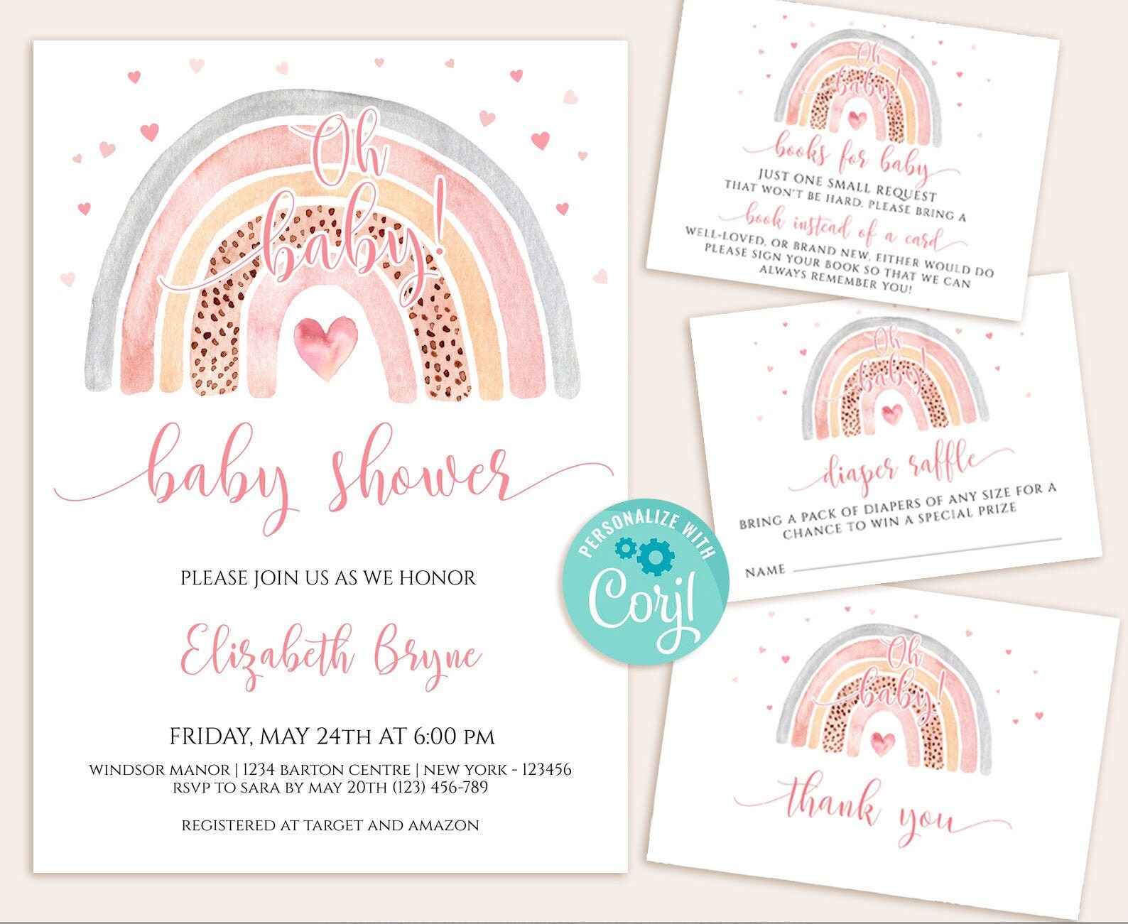 Baby Shower Invitation Rainbow Baby Shower Invitation - Etsy