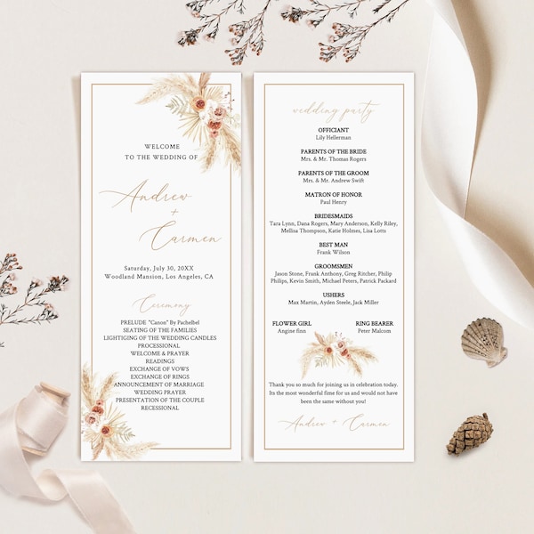 Rustic Wedding Program - Etsy