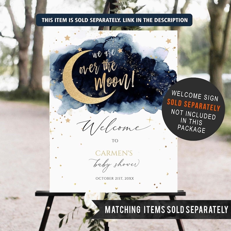 Over the Moon Baby Shower Favor Tags Moon and Stars Baby - Etsy