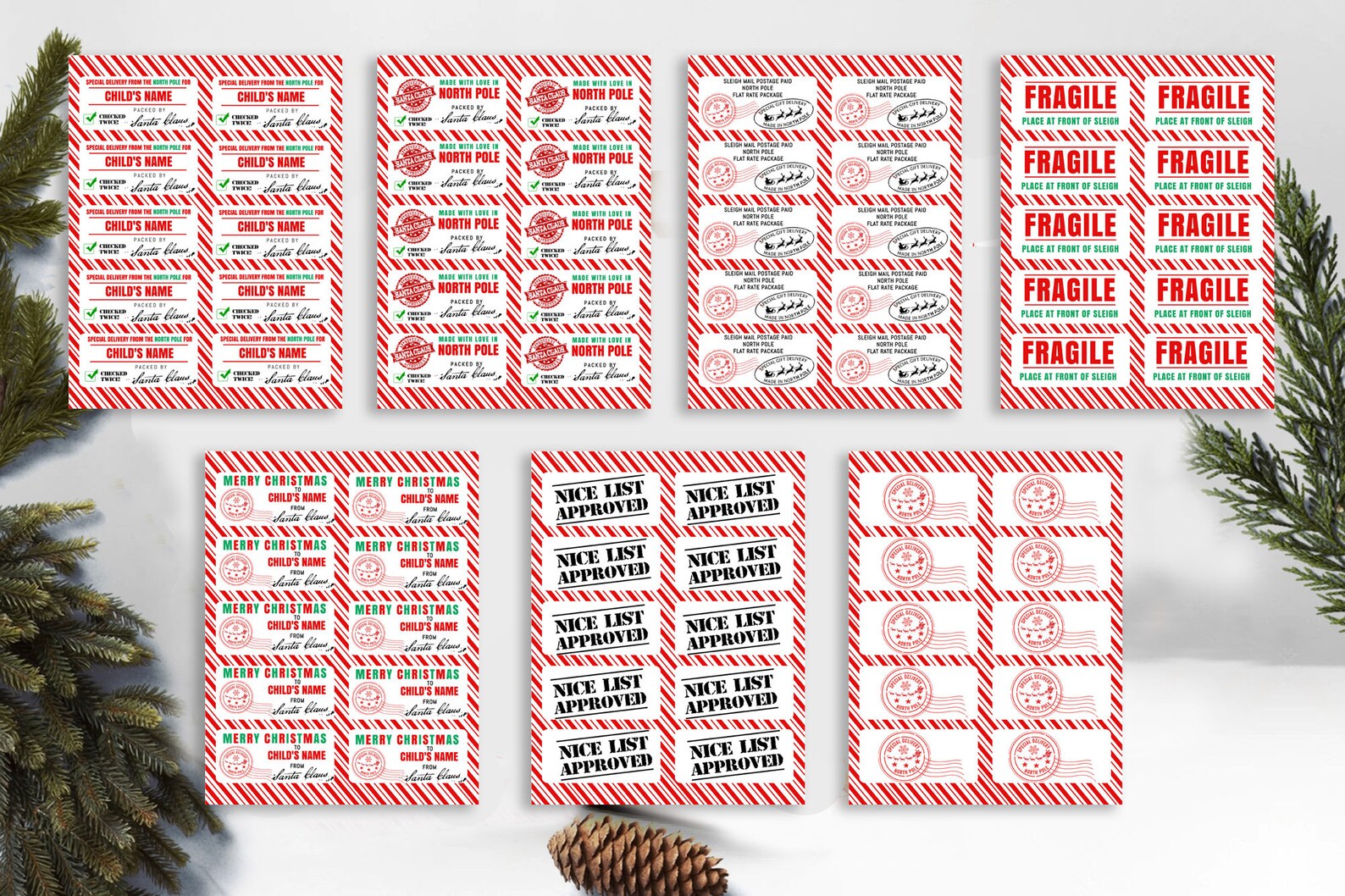 Santa Labels Gift Tags North Pole Stickers Printable Template - Etsy