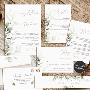 Greenery Wedding Invitation Suite Wedding Invitation | Etsy
