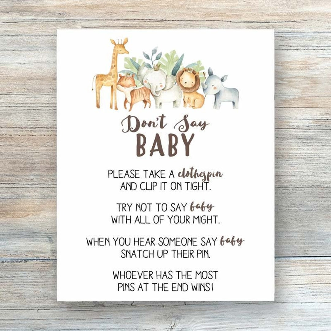 Safari Don't Say Baby, Don't Say Baby Sign, Printable Don't Say Baby ...