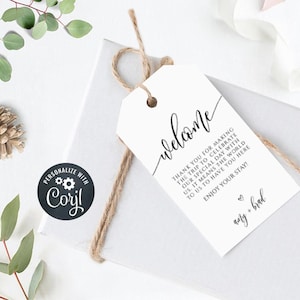 Welcome Tags, Printable, Wedding Welcome Tag Template, Printable Favor ...