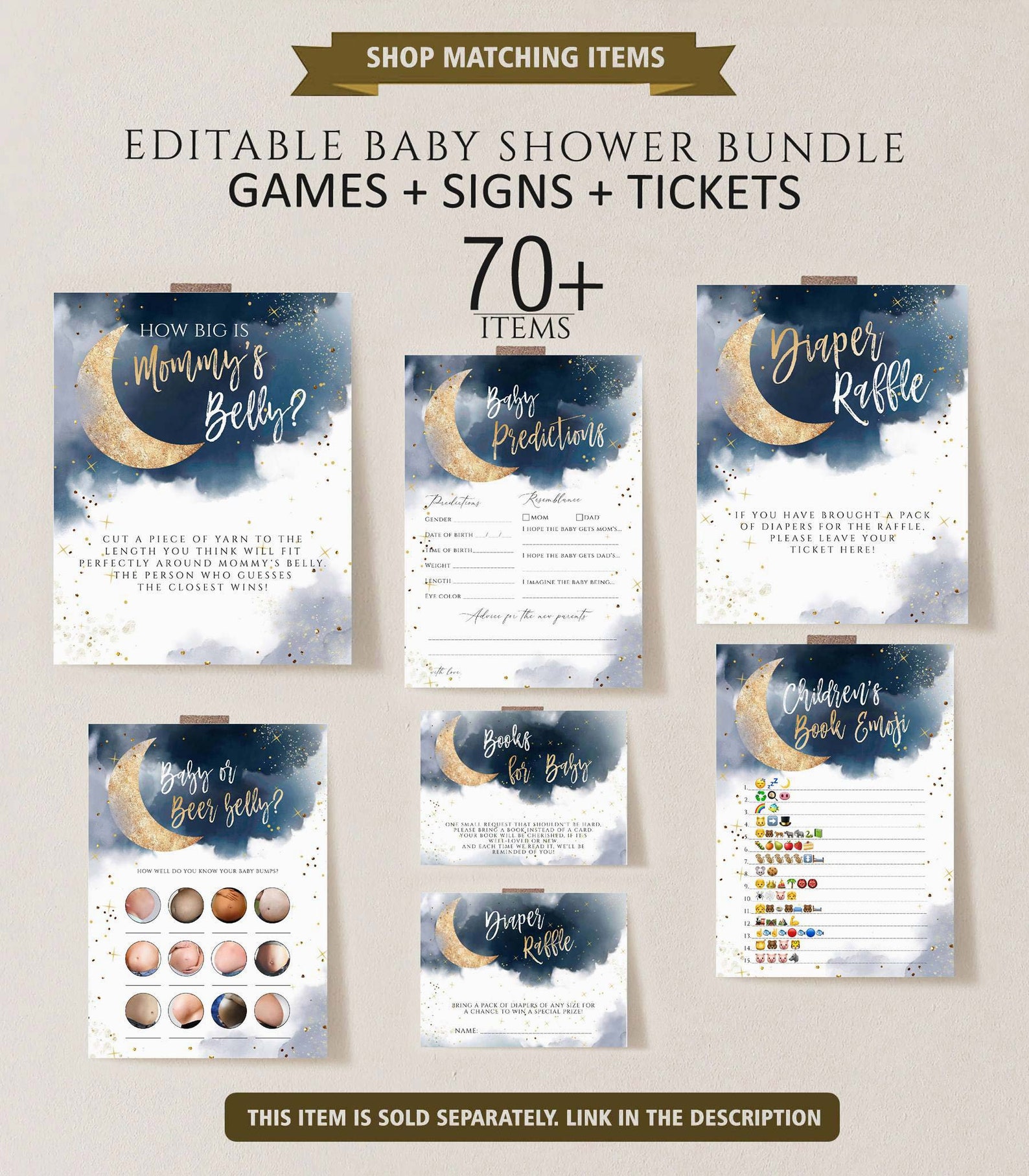 Twinkle Little Star Baby Shower Welcome Sign, Moon Decor (printable ...