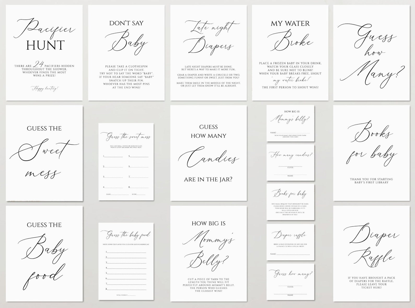 Modern Baby Shower Games Bundle, Minimalist Baby Shower Games, Editable ...