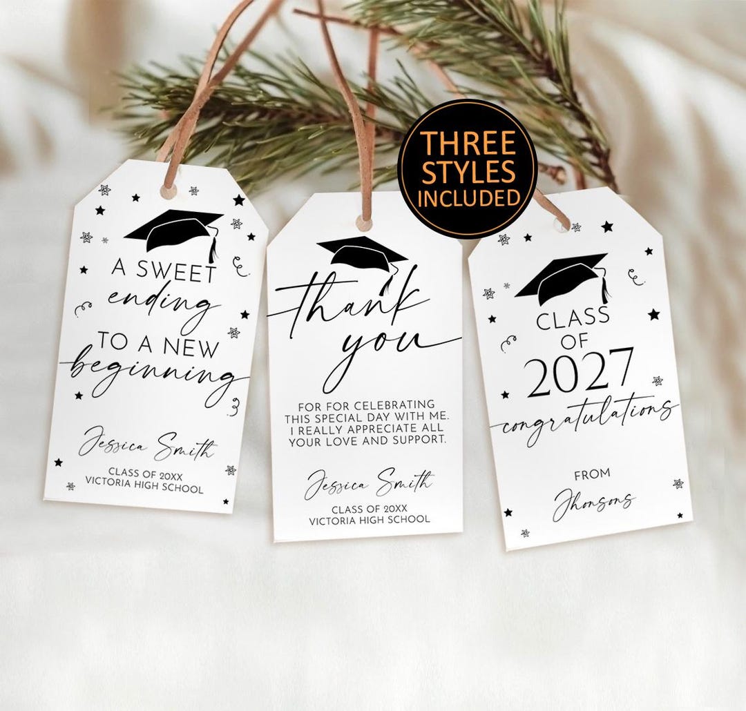 Graduation Favor Tags Template, Editable Gift Tags (digital Download ...