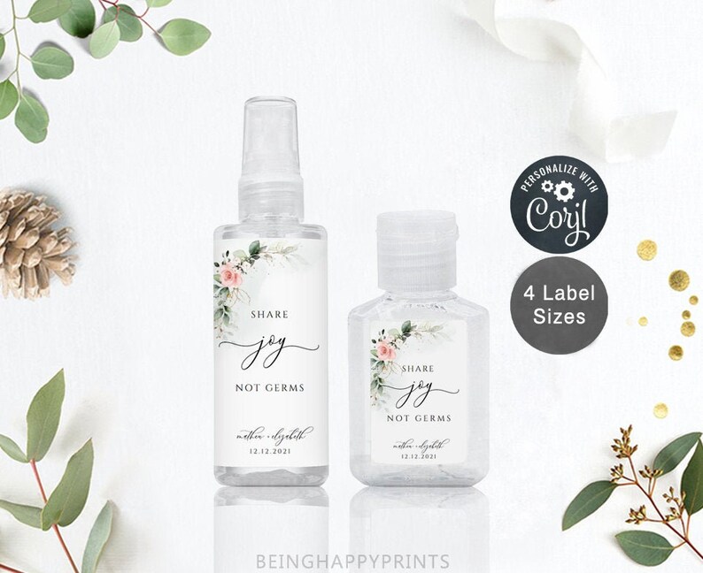 Printable Personalized Hand Sanitizer Labels Wedding Favors | Etsy