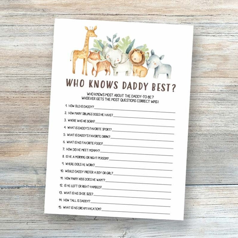 Who Knows Daddy Best Game How Well Do You Know Daddy Quiz | Etsy