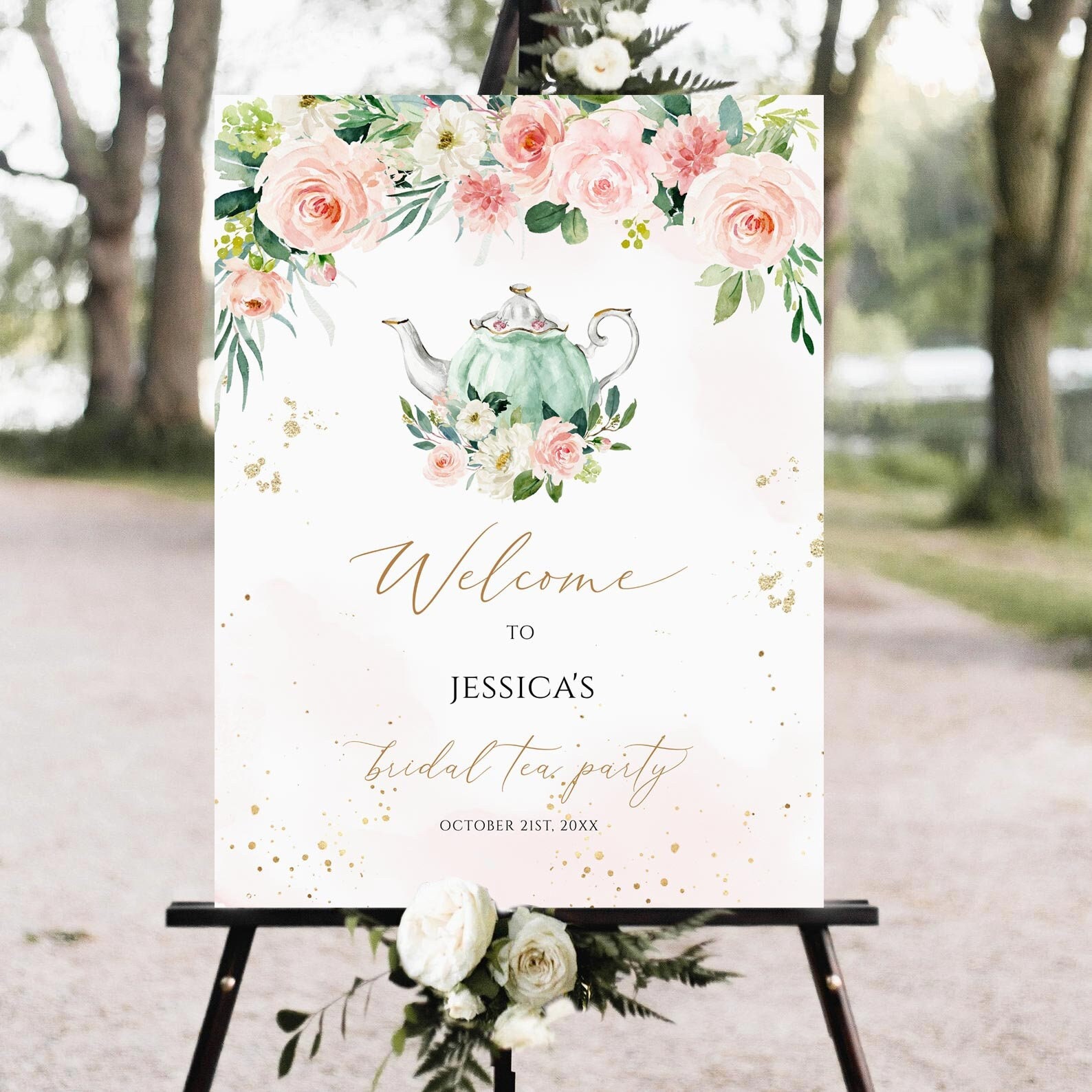 Tea Party Welcome Sign Template Printable Bridal Tea Shower - Etsy