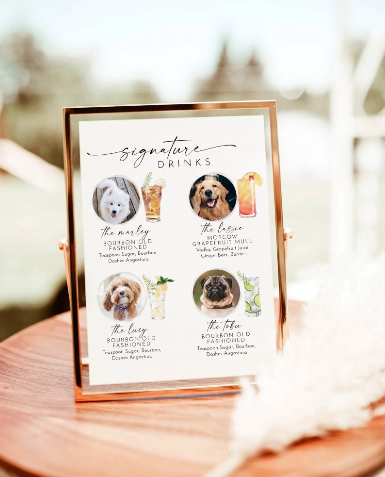 Dog Signature Drink Sign Pet Signature Cocktail Sign - Etsy