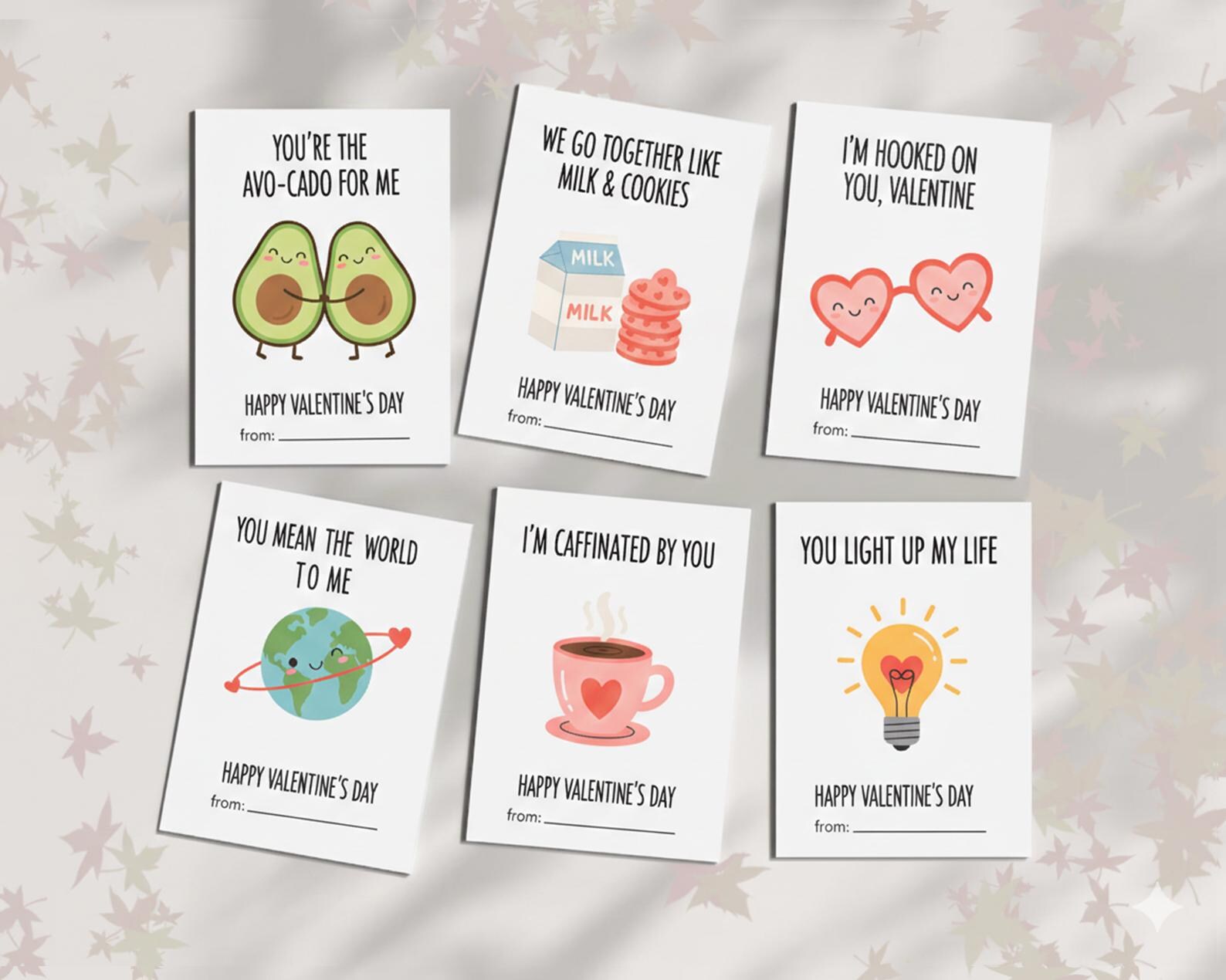 Printable Pun Valentine's Day Cards for Kids, Valentine's Day Gift Tags ...