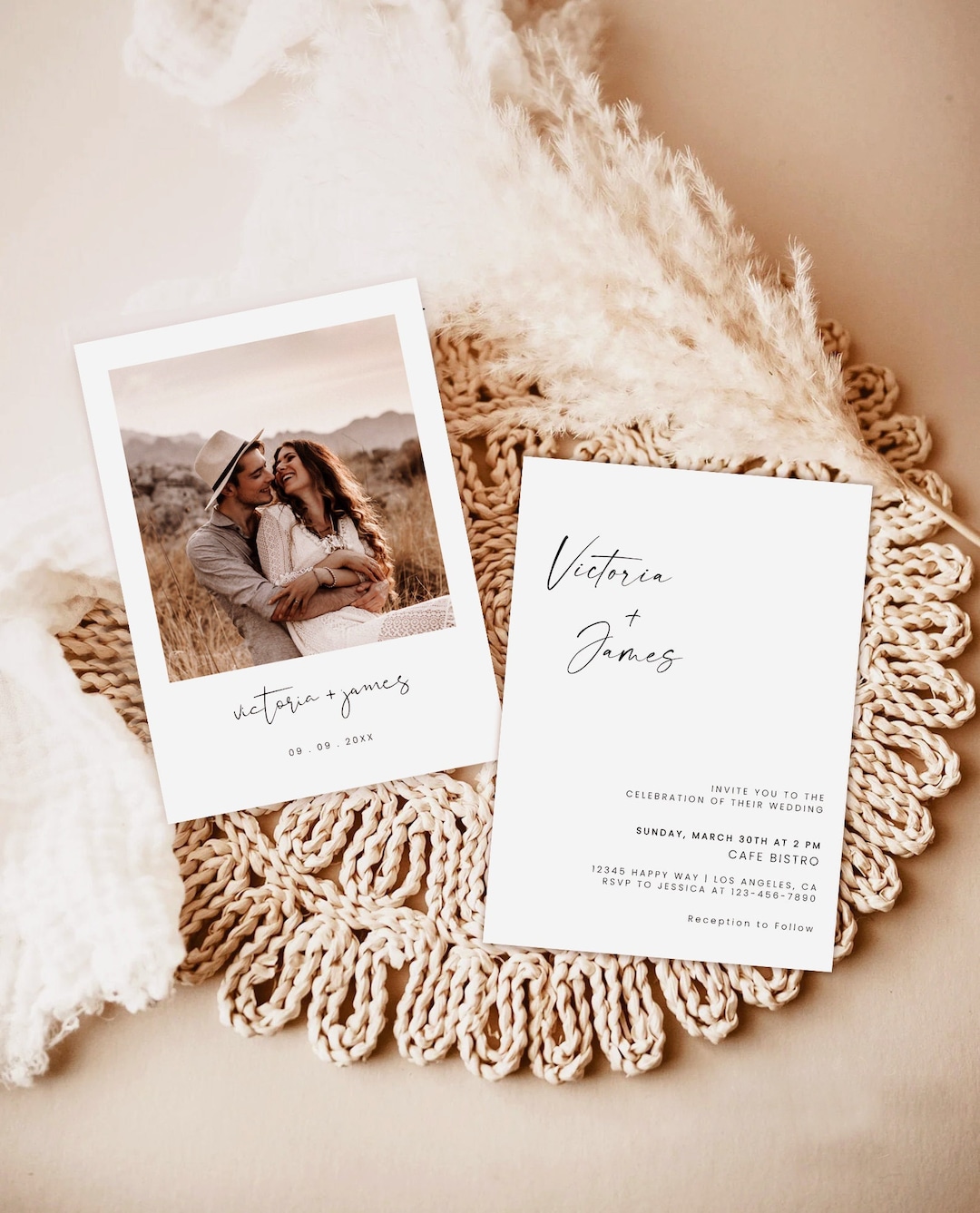 Photo Wedding Invitation Template, Editable Minimalist Wedding Invite ...
