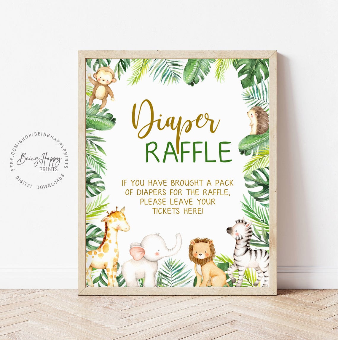 Safari Baby Shower Diaper Raffle Sign and Raffle Tickets - Etsy