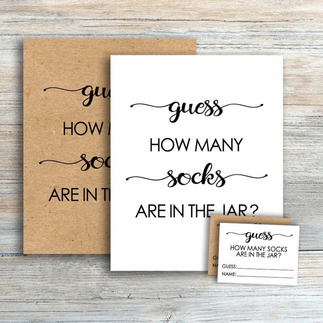 Guess How Many Socks Are in the Jar, Guess How Many Baby Shower Game ...