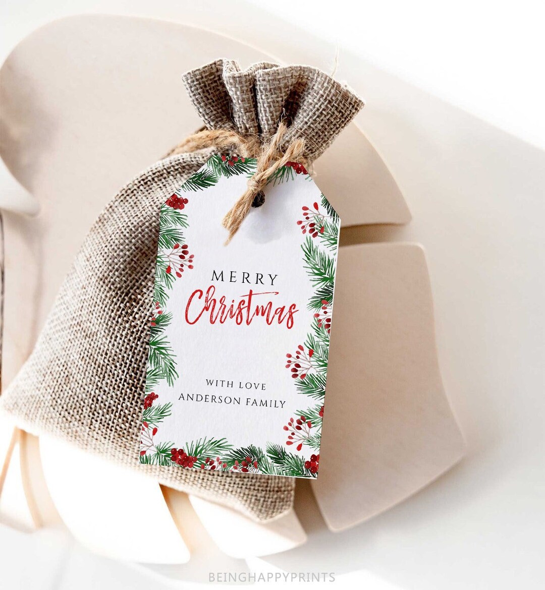 Merry Christmas Gift Tag Printable, Printable Christmas Gift Tag ...