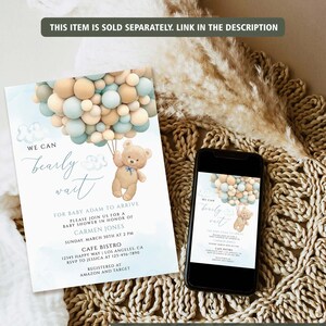 Editable Teddy Bear Baby Shower Welcome Sign, Blue Teddy Bear Baby ...