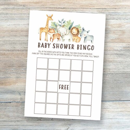 Safari Baby Shower Bingo Cards Printable Baby Shower Games - Etsy