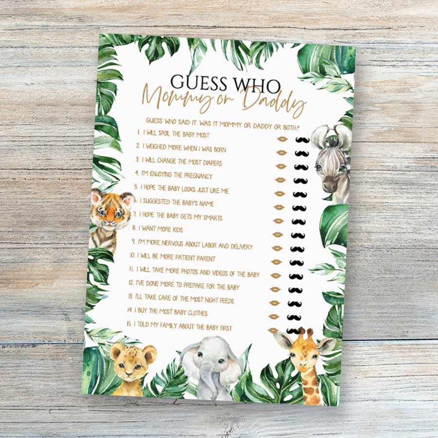 Safari Mommy or Daddy Quiz Baby Shower Games Printable Mommy | Etsy Safari Mommy or Daddy Quiz Baby Shower Games Printable Mommy | Etsy