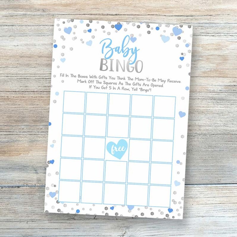 Blue Baby Bingo Cards Blue Baby Shower Games Printable Boy - Etsy