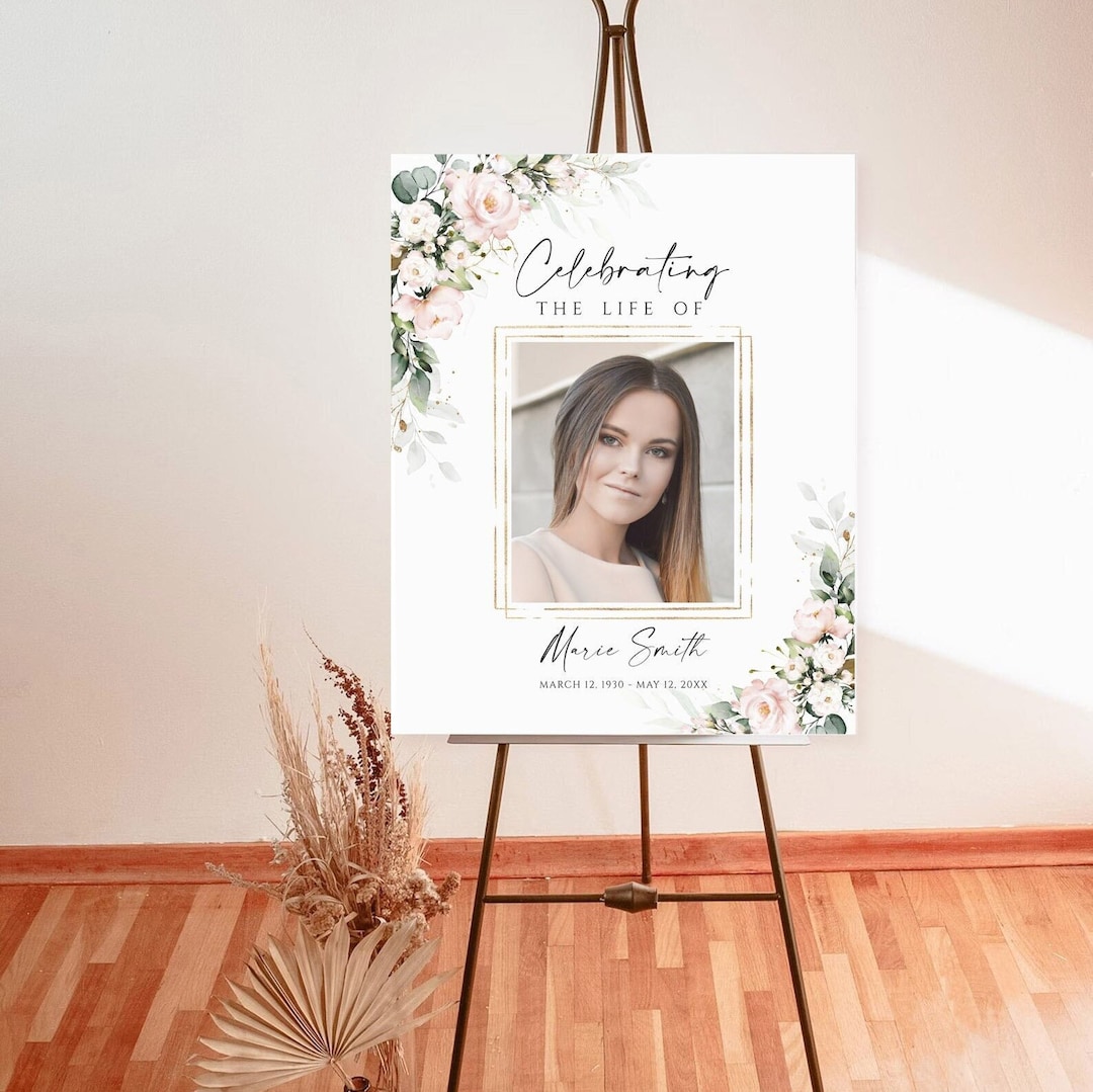 Editable Floral Funeral Welcome Sign, Memorial Celebration (printable ...