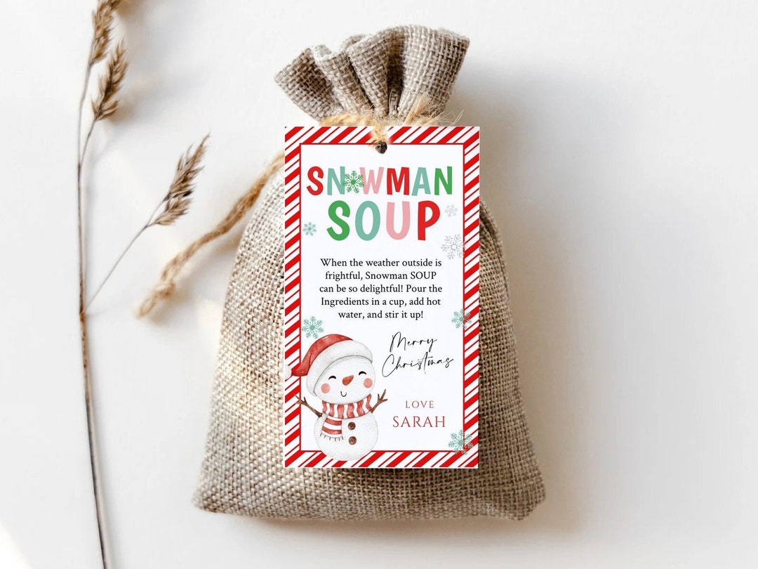 Printable Snowman Soup Hot Chocolate Gift Tag, Christmas Hot Cocoa ...