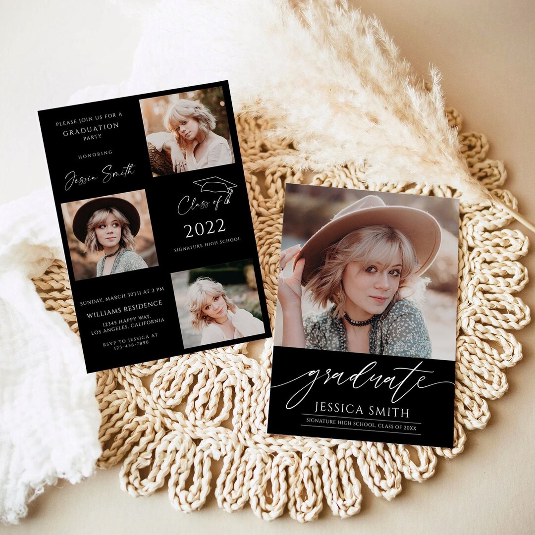 Graduation Announcement Card Template, Editable Graduation Card ...